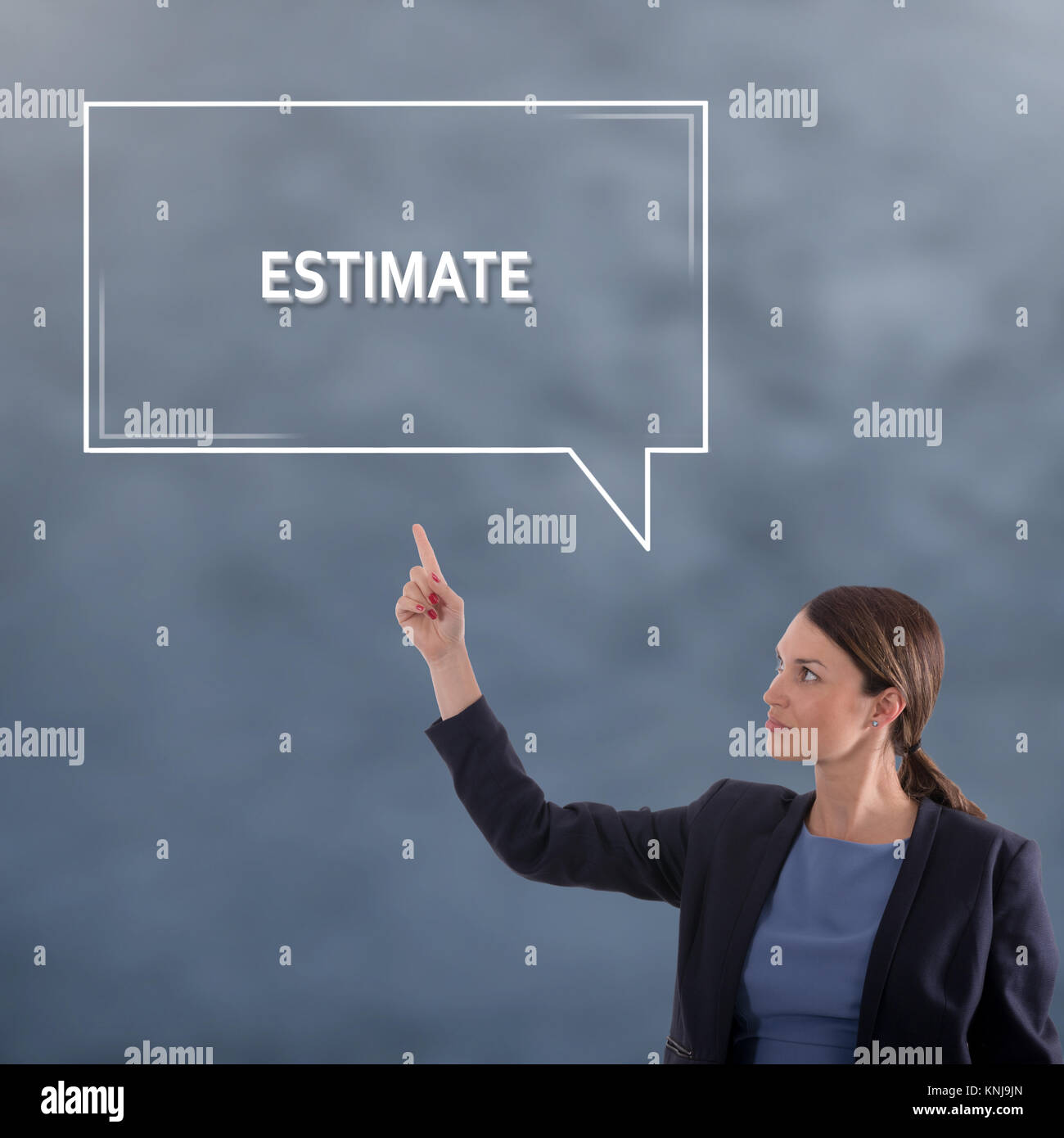 ESTIMATE Business Concept. Business Woman Graphic Concept Stock Photo ...