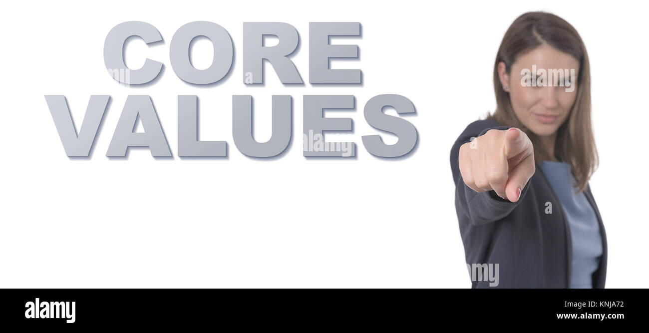 Business Woman pointing the text CORE VALUES Business Concept Stock ... Business Woman pointing the text CORE VALUES Business Concept Stock ...