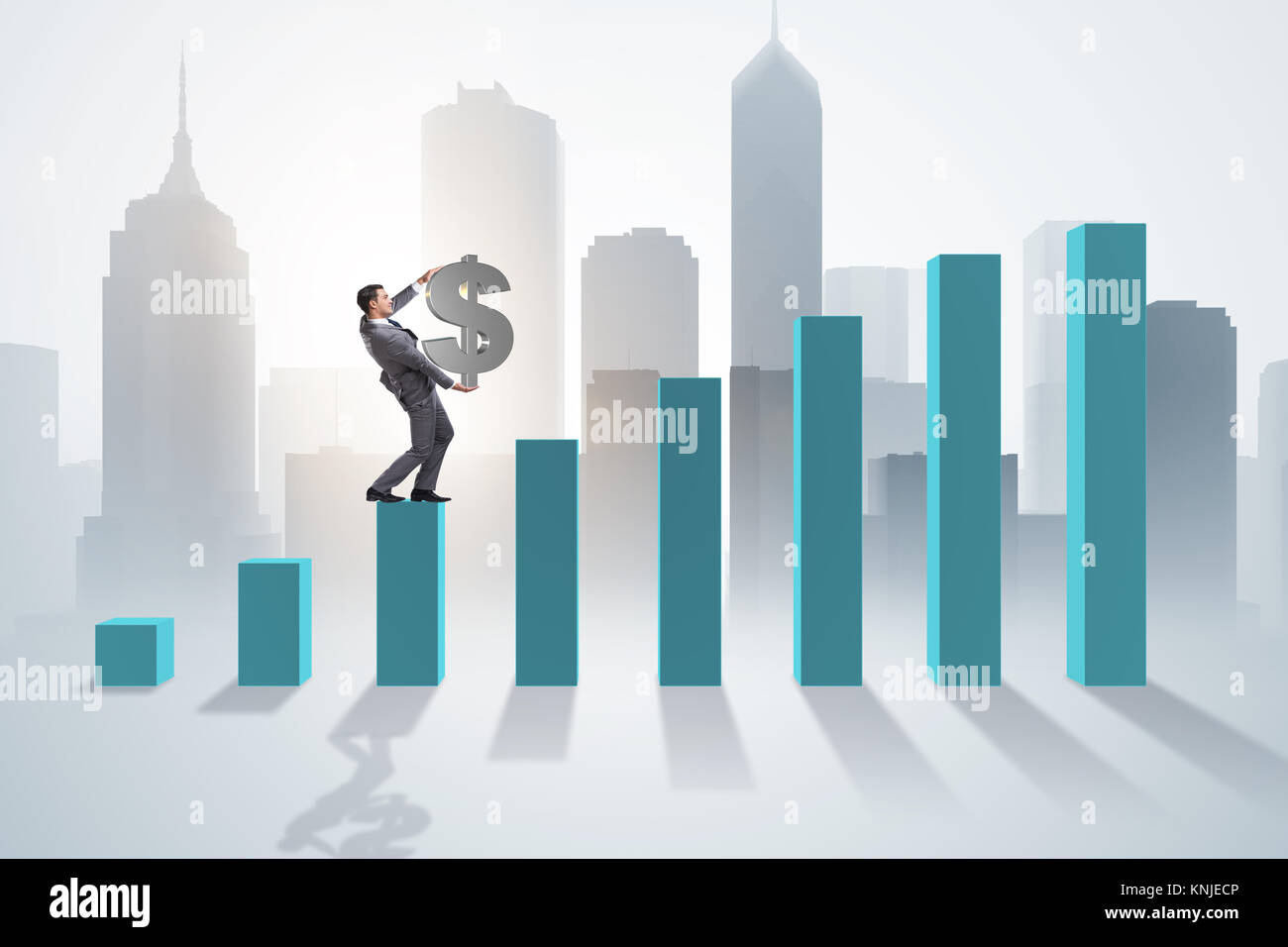 Businessman carrying dollar sign in economic growth concept Stock Photo ...