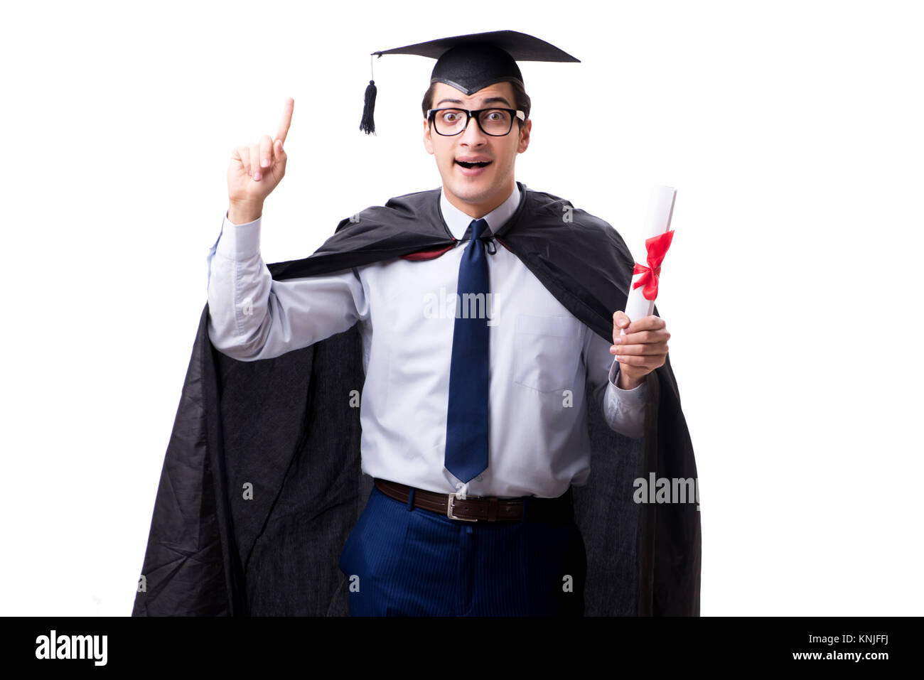 Student graduate isolated on white background Stock Photo - Alamy