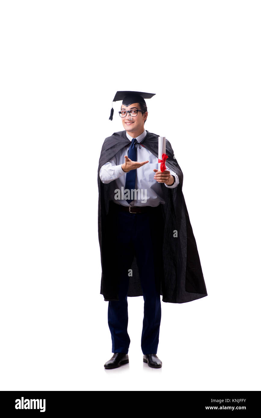 Student graduate isolated on white background Stock Photo - Alamy