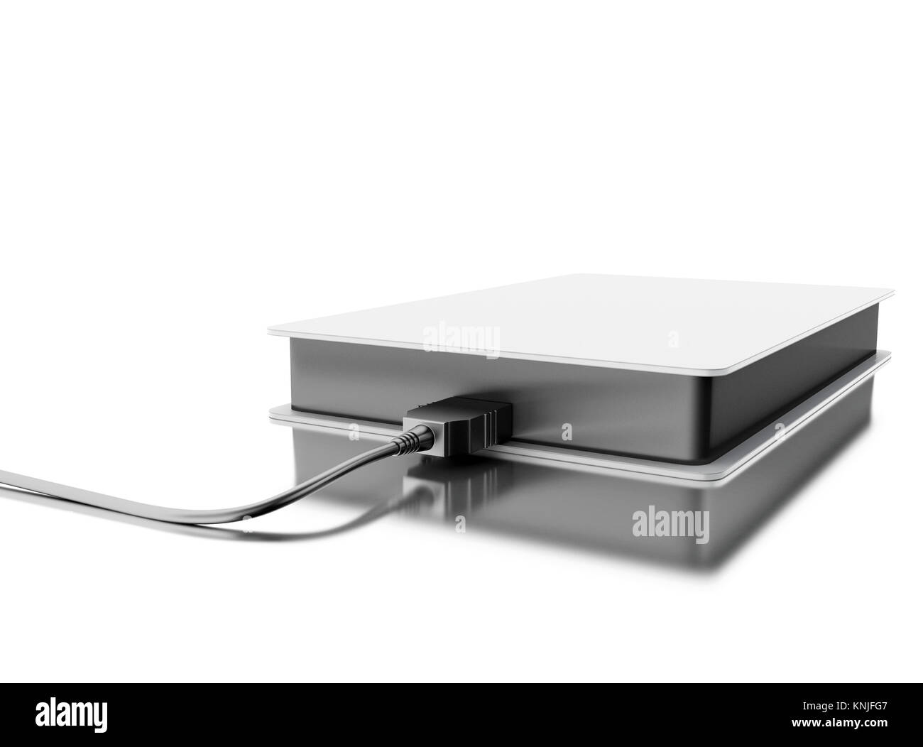3d illustration. Portable external hard disk drive with USB. Data ...