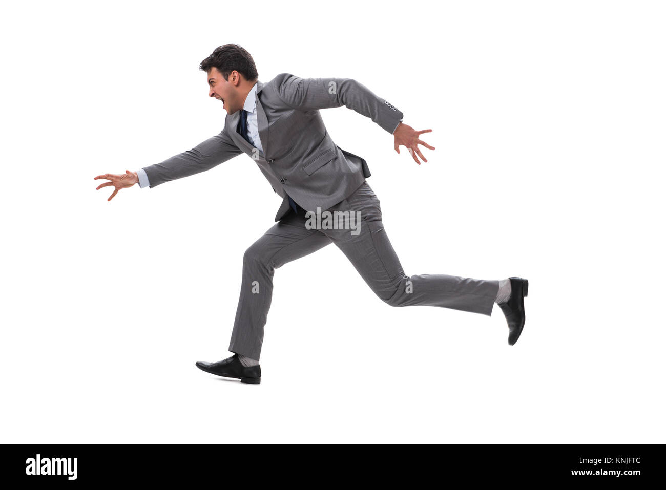 Young businessman running forward isolated on white Stock Photo - Alamy