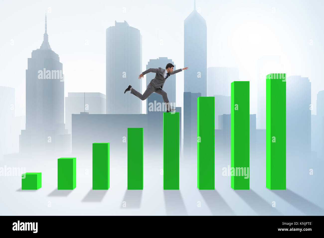 Businessman running towards economic success Stock Photo - Alamy