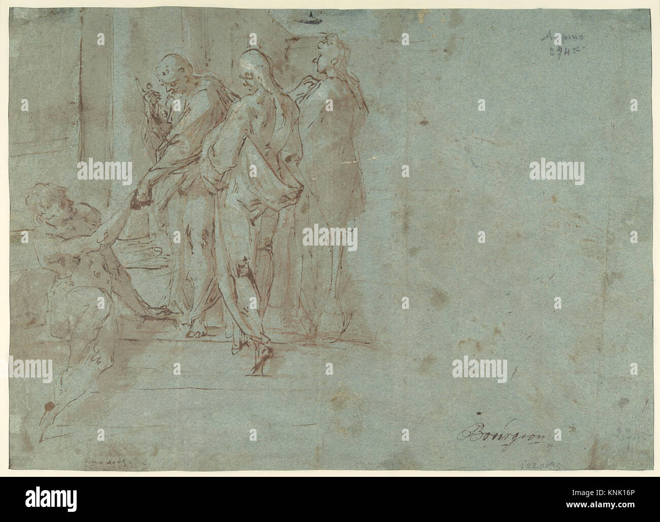 A double-sided drawing by Bartholomeus Spranger showing a classical ...