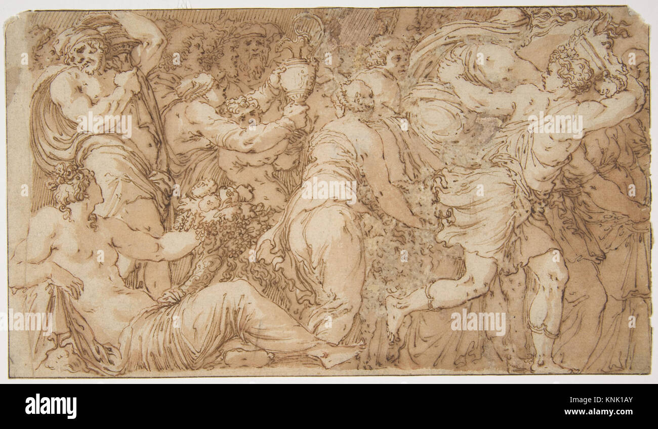 Festival Procession drawing, after Italian painter Polidoro da ...