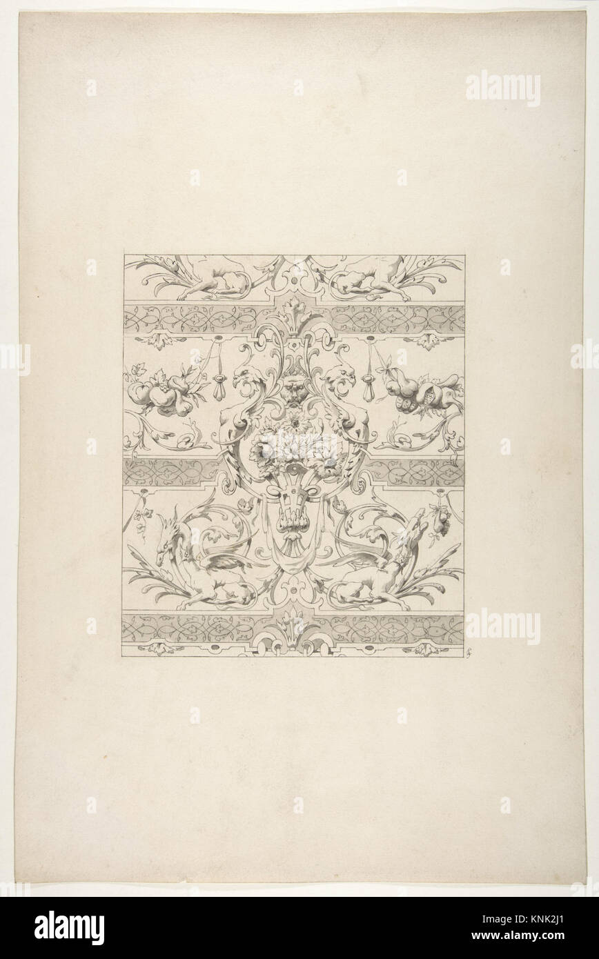 Design for a decorative motif featuring griffins and swags of fruit MET ...