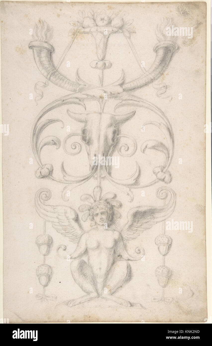 Drawing of a Grotesque after a 16th-century Decorative Relief Stock ...
