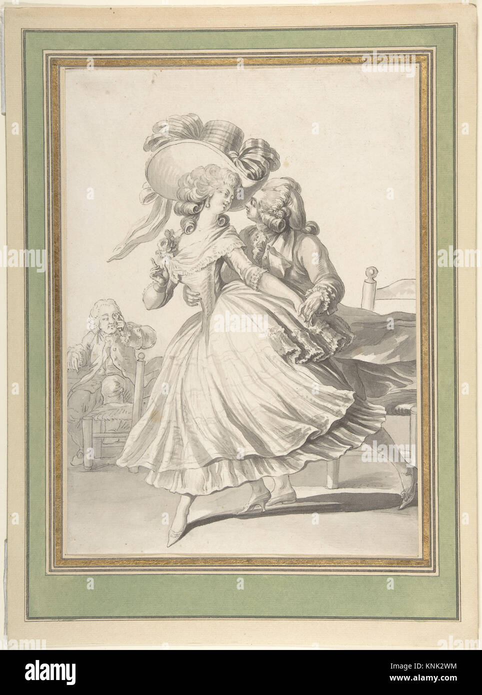 Costume Drawing, Lady and Gentleman Dancing, drawing, attributed to ...