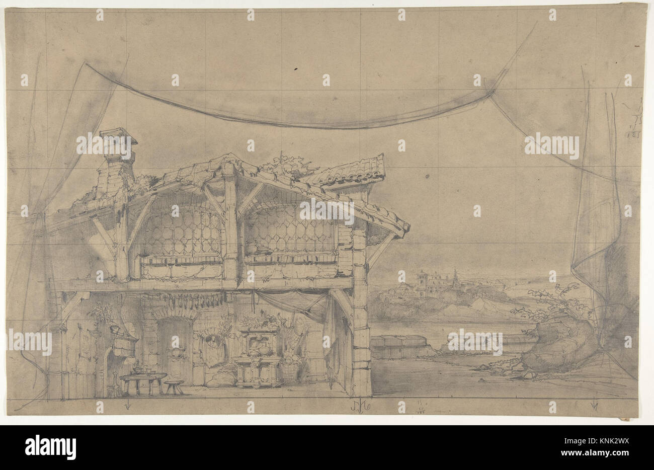 Design for a Stage Set at the Opéra, Paris- Interior of a Cottage Stock ...