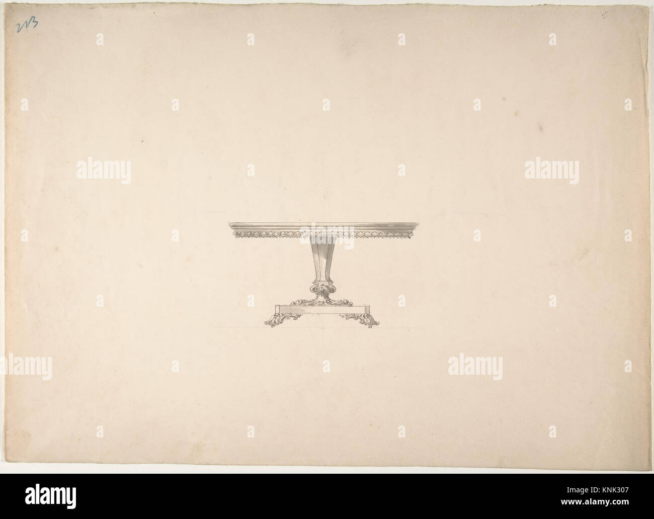 This early 19th-century British drawing presents a design for a round ...