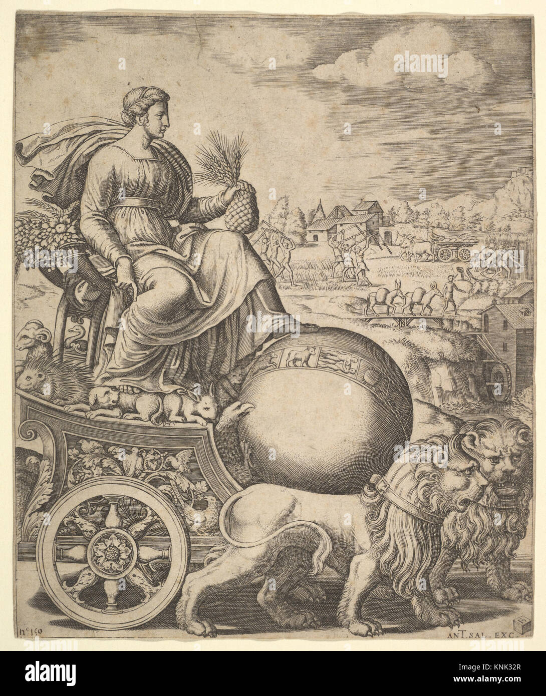 Cybele in her chariot drawn by two lions, print, Master of the Die ...