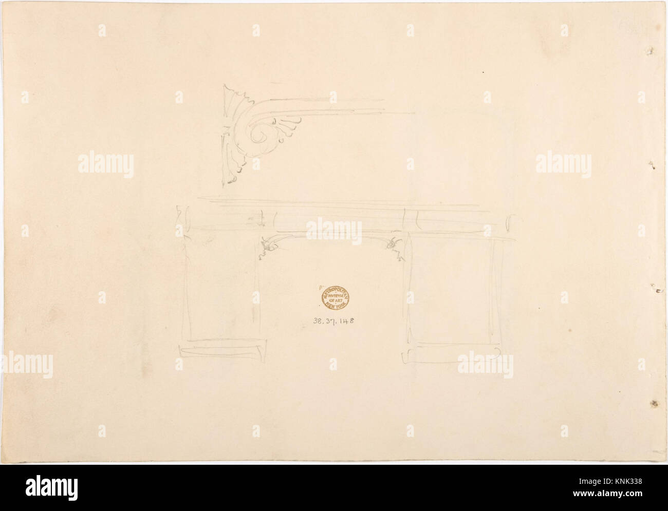 Design for a Mirrored Sideboard with Turned Legs Rocaille Ornament ...