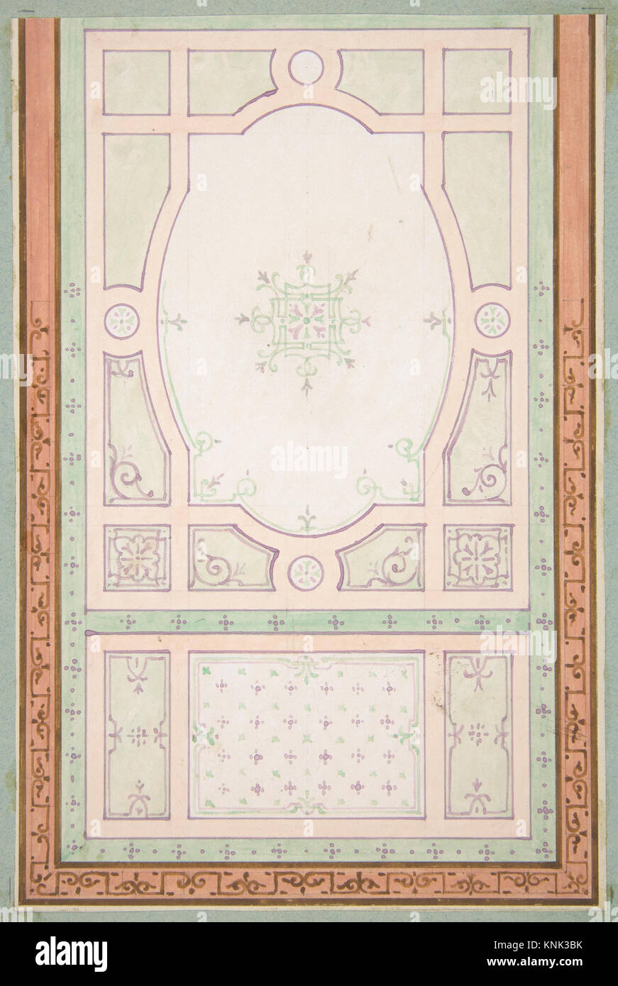 Design for a ceiling (recto); meaurements with design code (verso ...