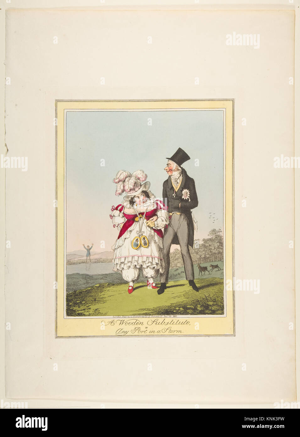 A 1821 drawing by Theodore Lane depicting 'A Wooden Substitute, or Any ...