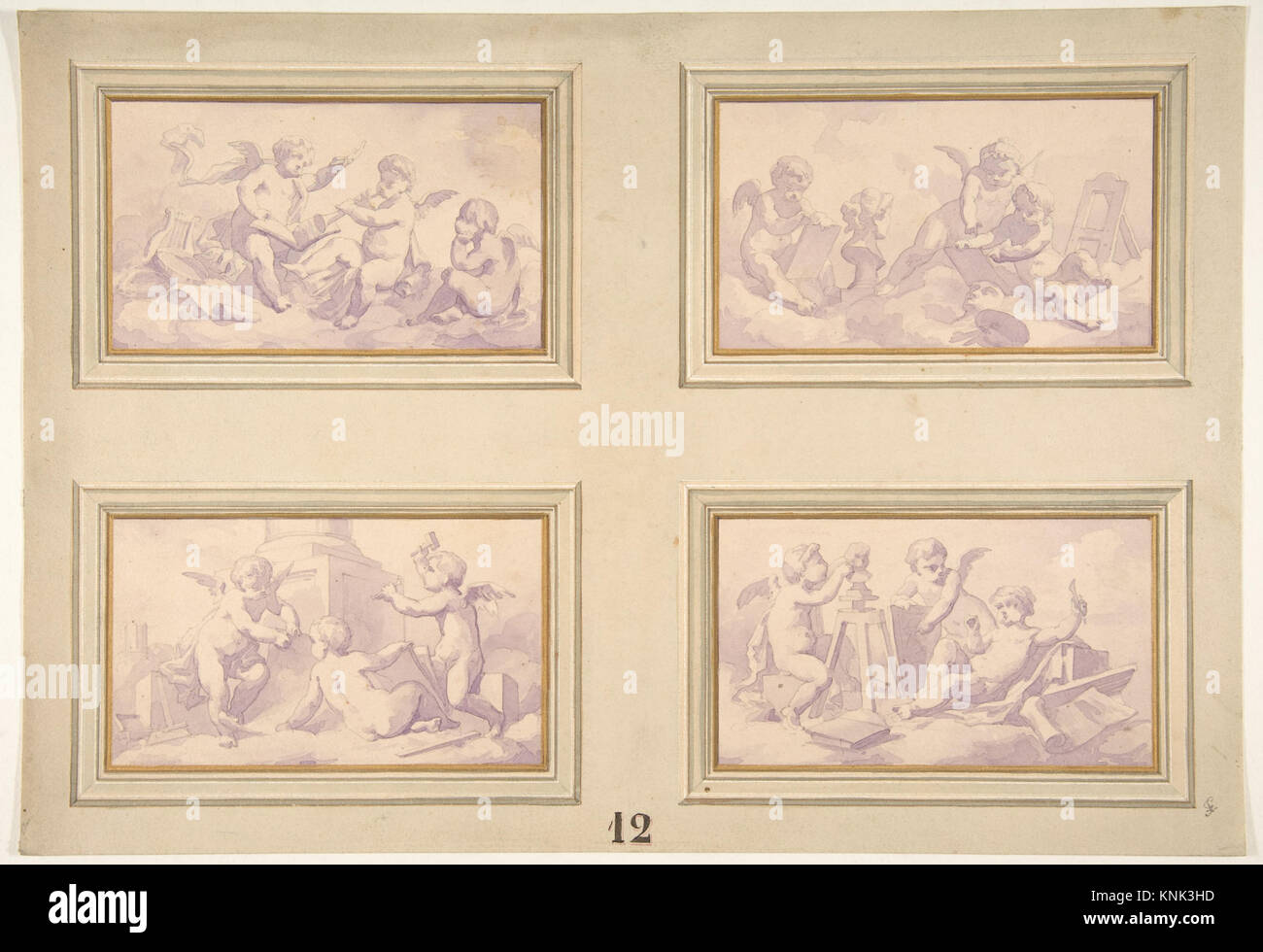 Designs featuring the allegories of the arts, drawing, Jules-Edmond ...