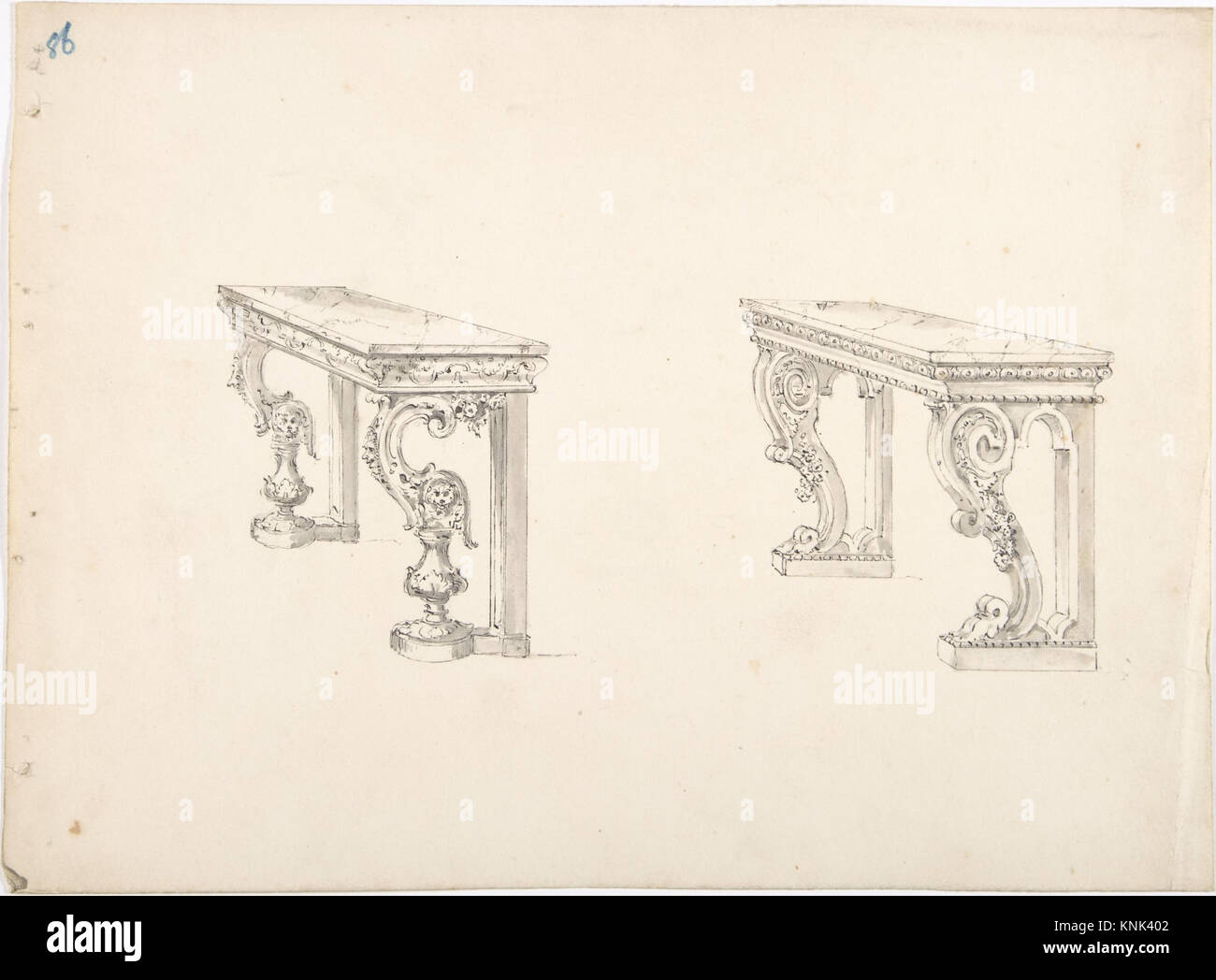 Design for Two Marble-topped Pier Tables Stock Photo - Alamy