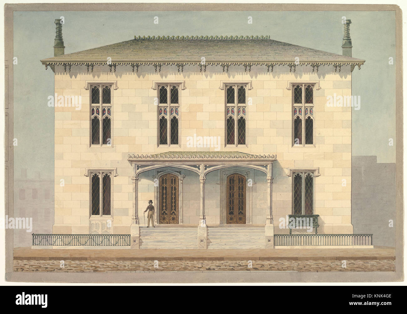 Design for a Double Townhouse (front elevation), drawing by American ...