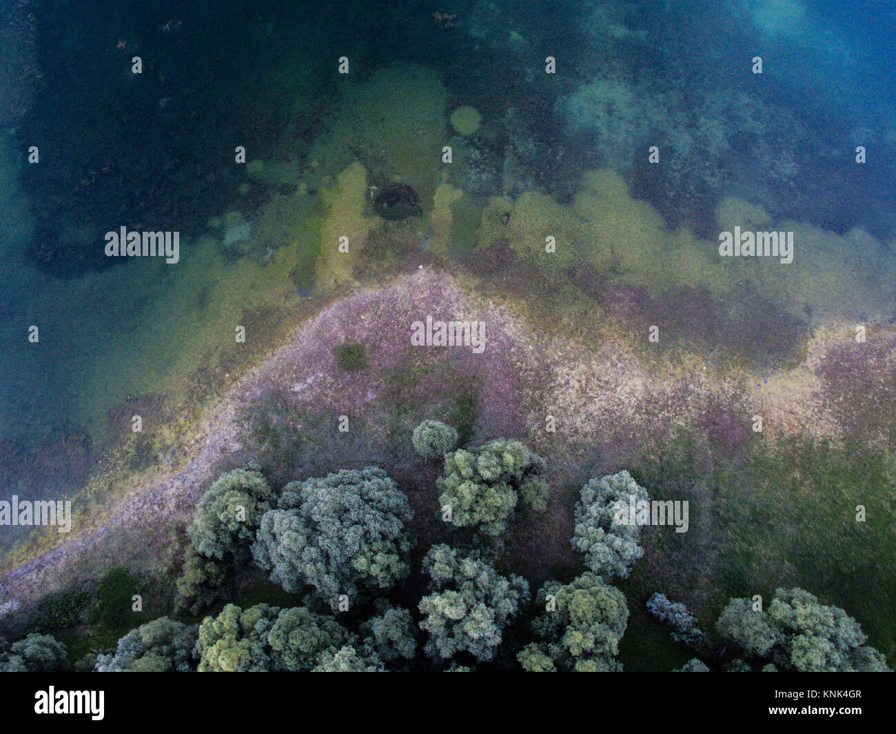 drone imagery of the beautiful lake in Troyes France called Lac D ...