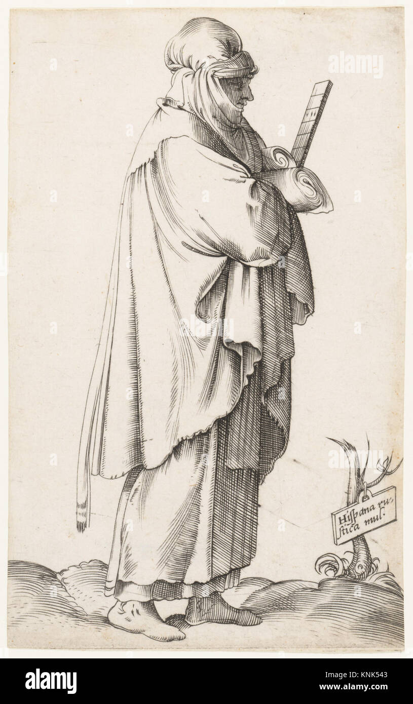 An engraved costume plate depicting a Hispana Rustica female wearing ...