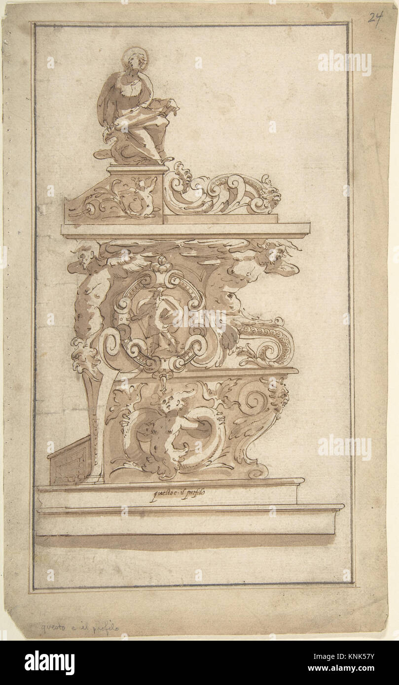 Design for a Lectern, drawing, anonymous, Italian, 16th century Stock ...