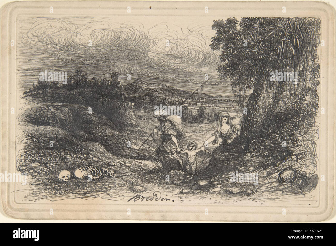 Flight to Egypt, drawing by French draughtsman and engraver Rodolphe ...