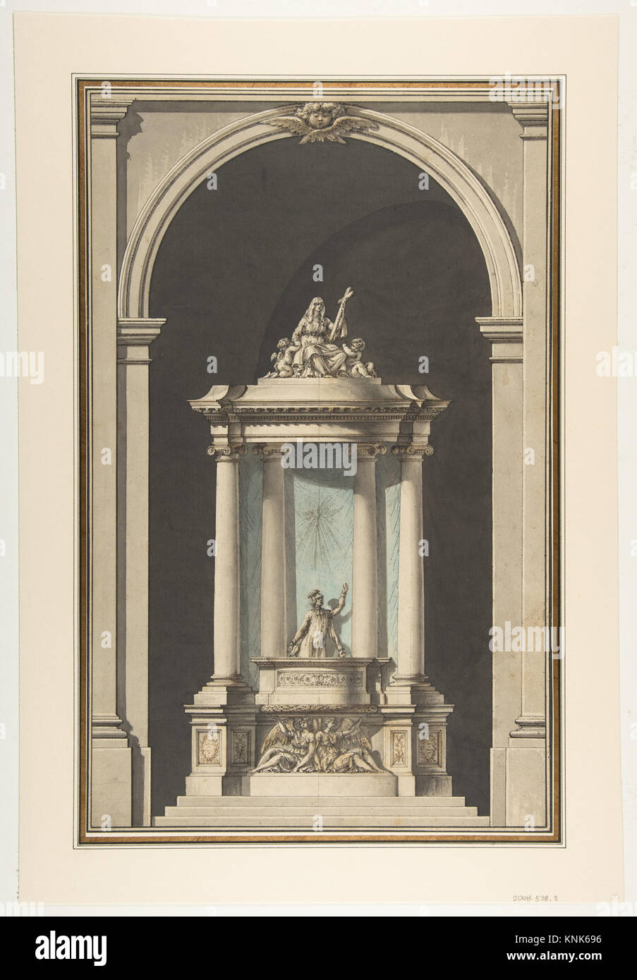 A detailed drawing of a pulpit design, showing artistic composition and ...