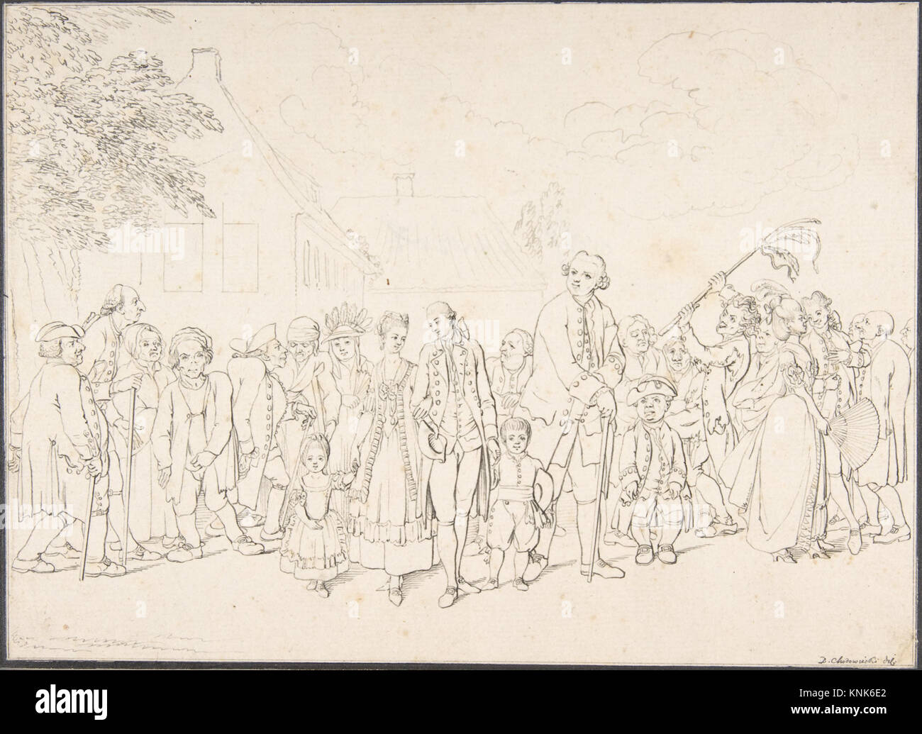 Pen and gray ink drawing by Daniel Nikolaus Chodowiecki, showing an ...