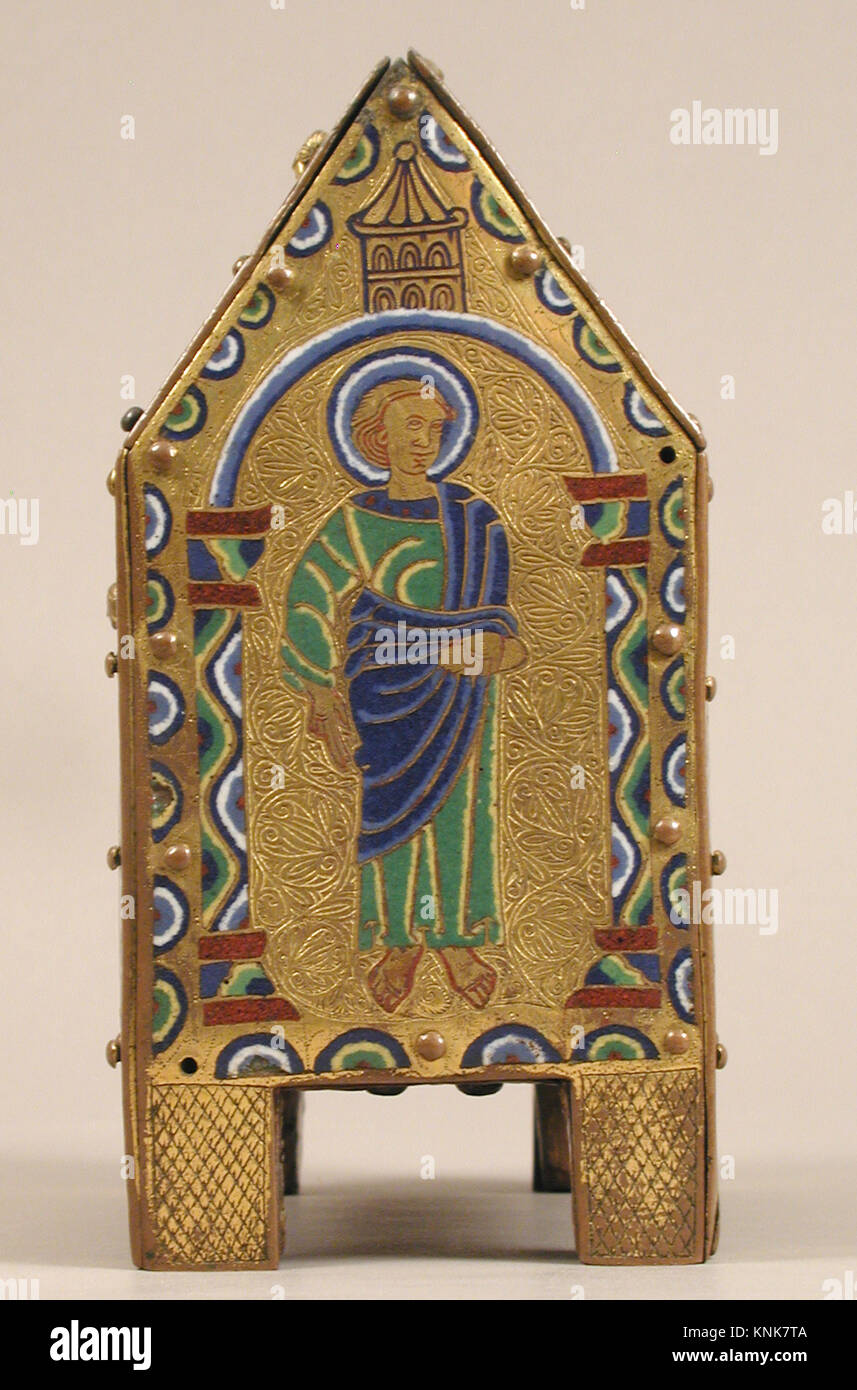 A French Limoges chasse from ca. 1190 featuring champlevé enamel on ...