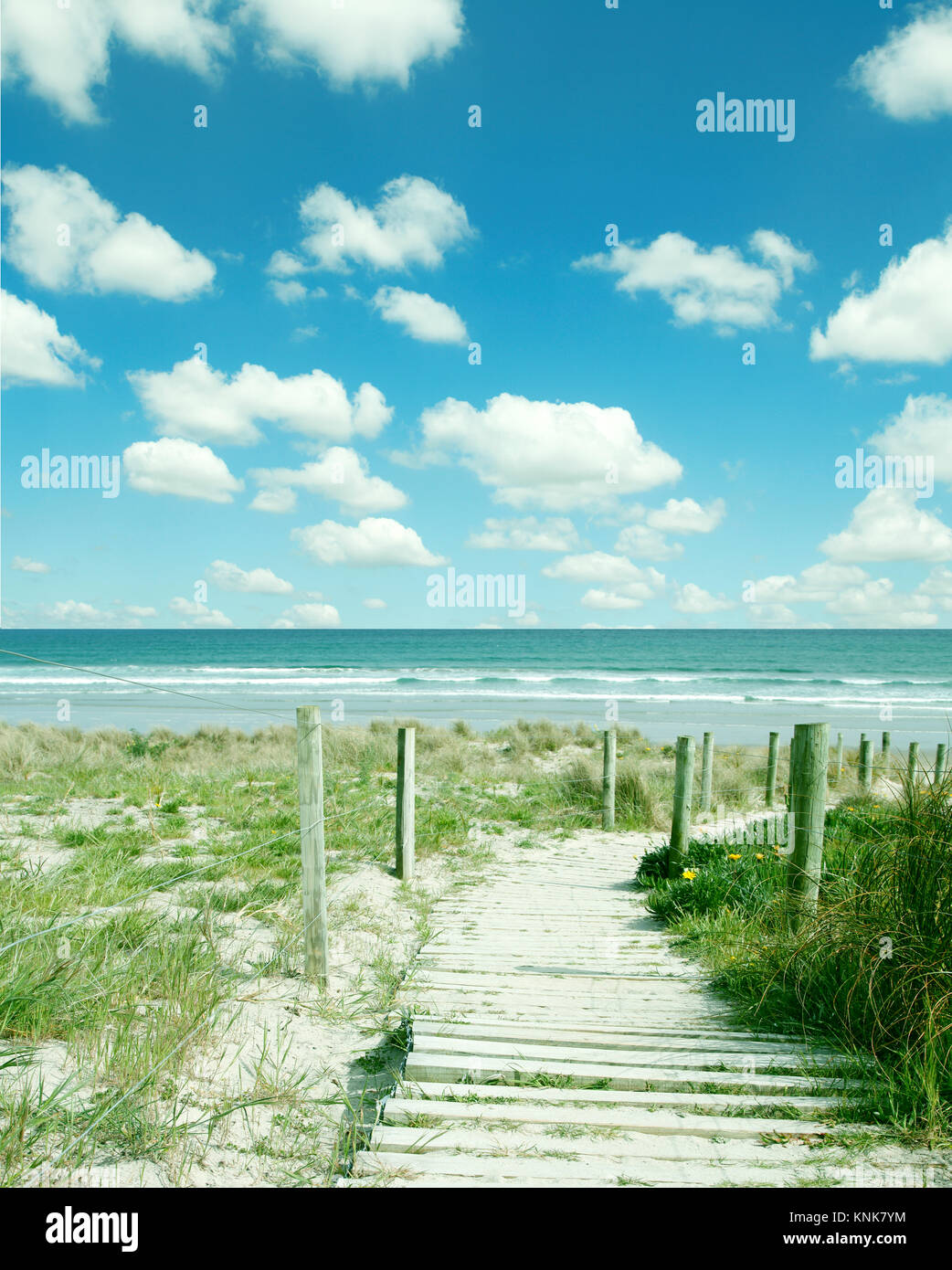 Walkway leading to beach scene Stock Photo - Alamy