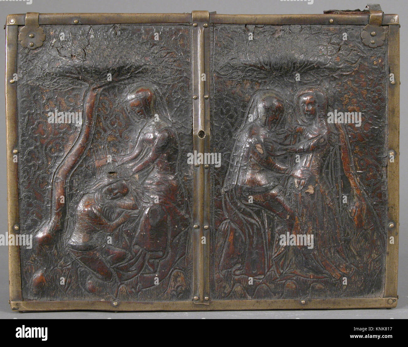 Coffret, French, 14th Century, Embossed leather, walnut, gilding ...