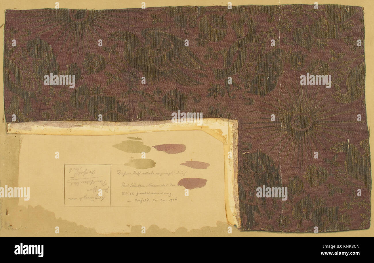 Brocade textile, Italian, 13th–15th century, silk, gold-thread Stock ...