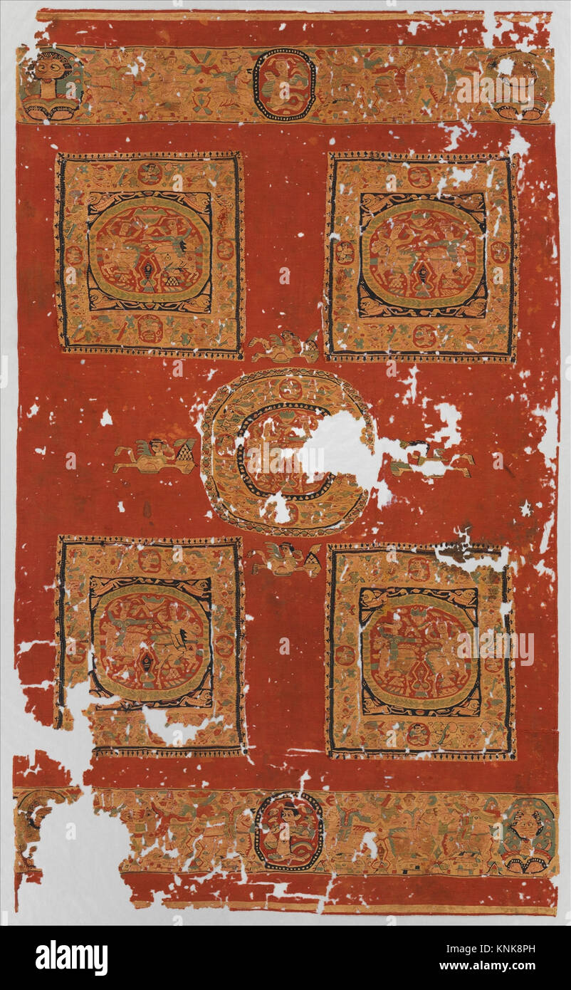 This 8th-century hanging textile is made of wool, showing early ...