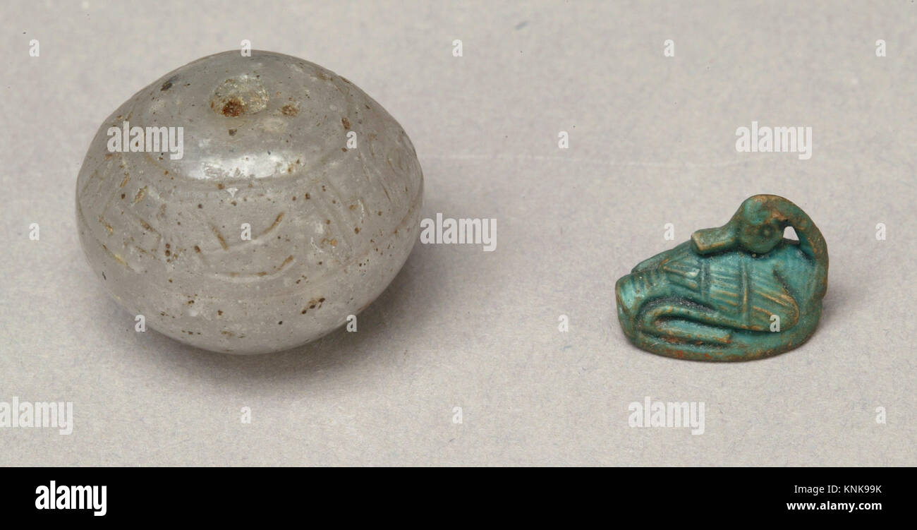 Glass bead from Thebes, Upper Egypt, inscribed with the names of ...