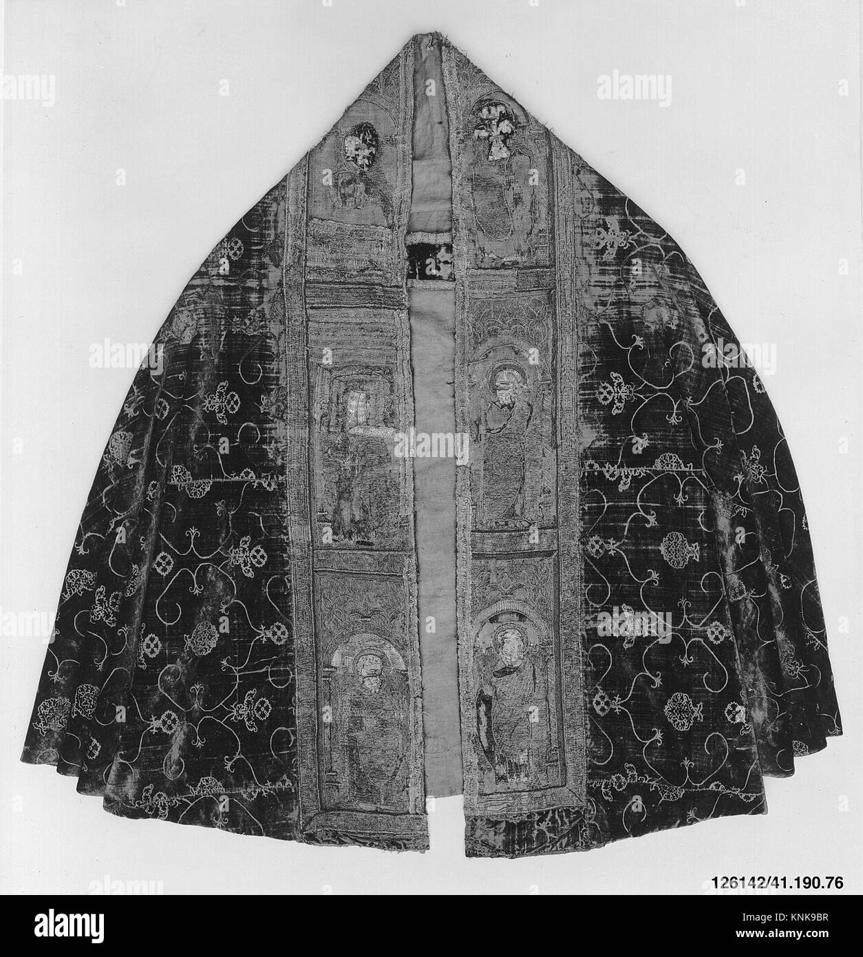 Silk with silk and metal thread embroidery Black and White Stock Photos ...