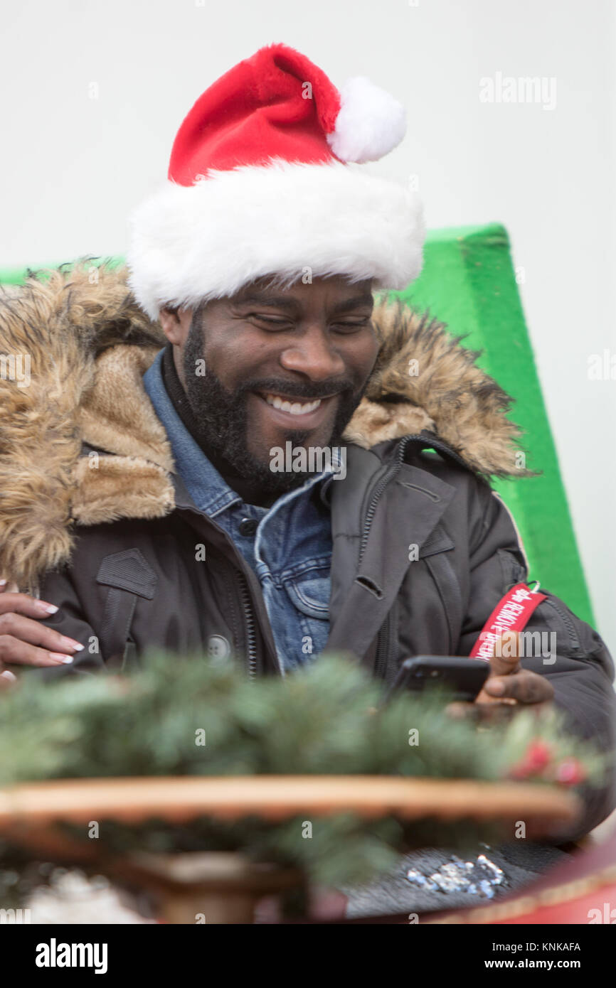 Alison Hammond films scenes for This Morning in a Santa Sleigh. She is ...