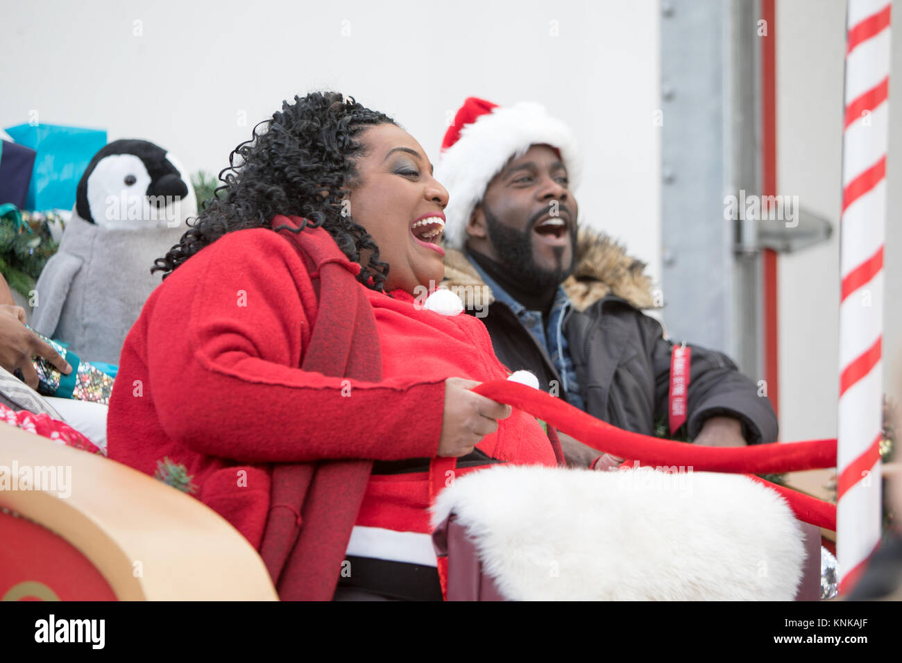 Alison Hammond films scenes for This Morning in a Santa Sleigh. She is ...