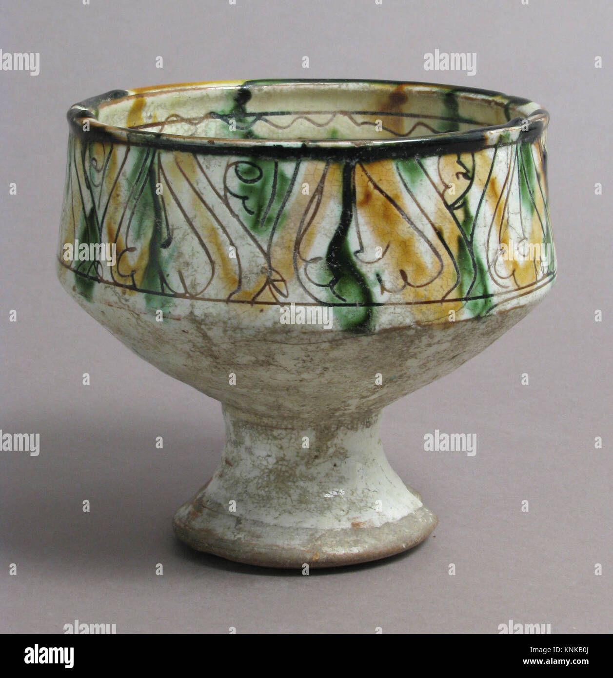 This late 14th-century Cypriot Byzantine footed cup is made of glazed ...