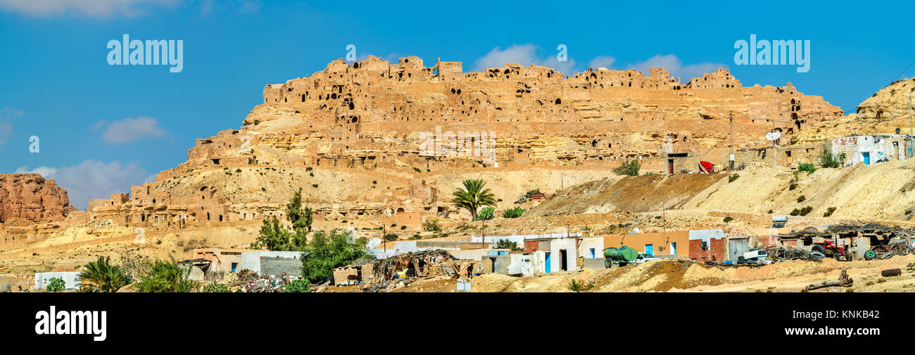 Panorama of Chenini, a fortified Berber village in South Tunisia Stock ...