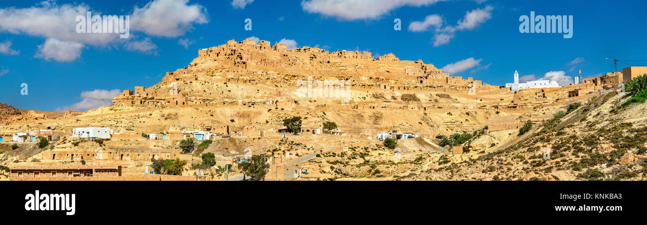 Panorama of Chenini, a fortified Berber village in South Tunisia Stock ...