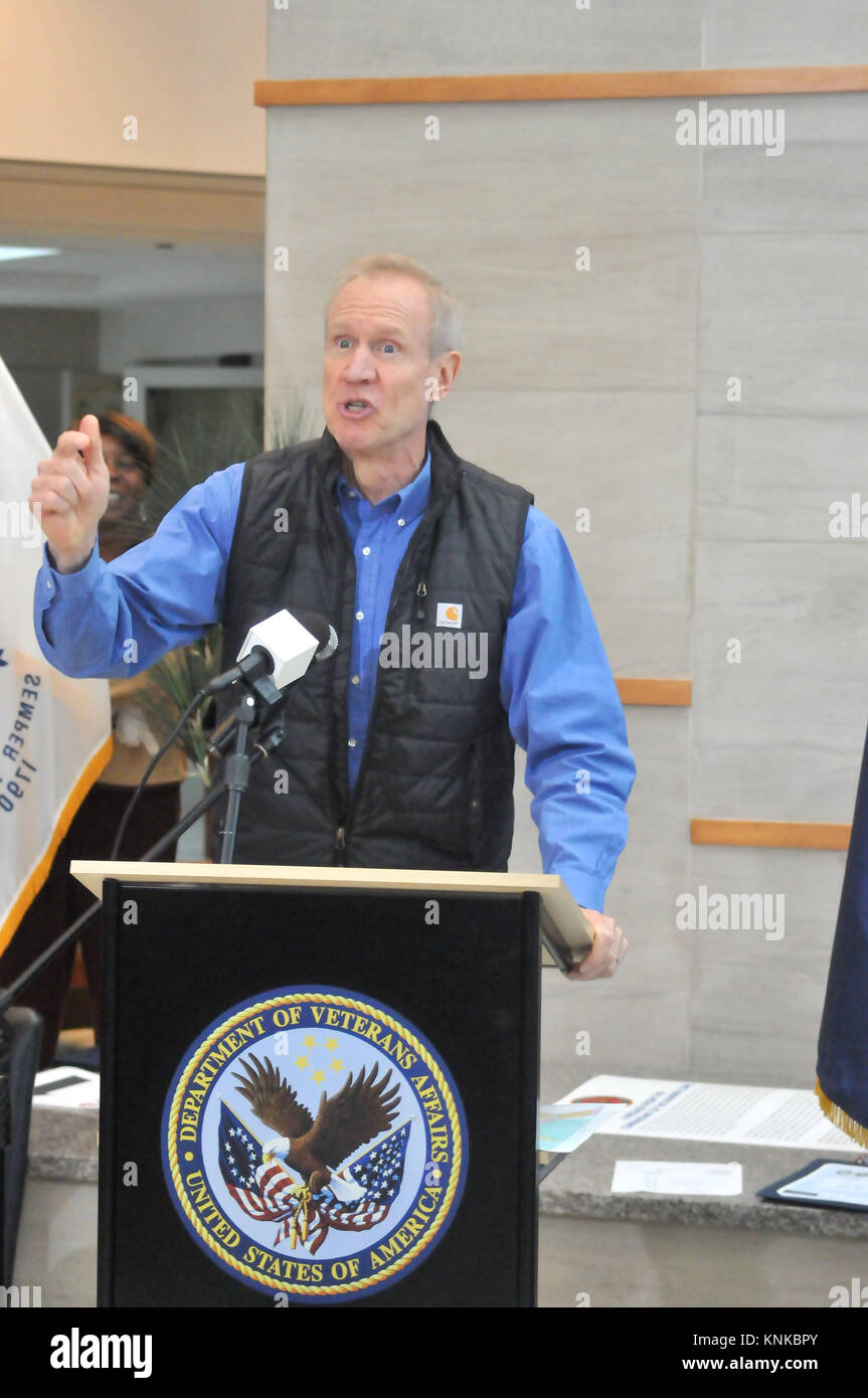 Illinois Governor Bruce Rauner attends Edward Hines Jr. VA Hospital for ...