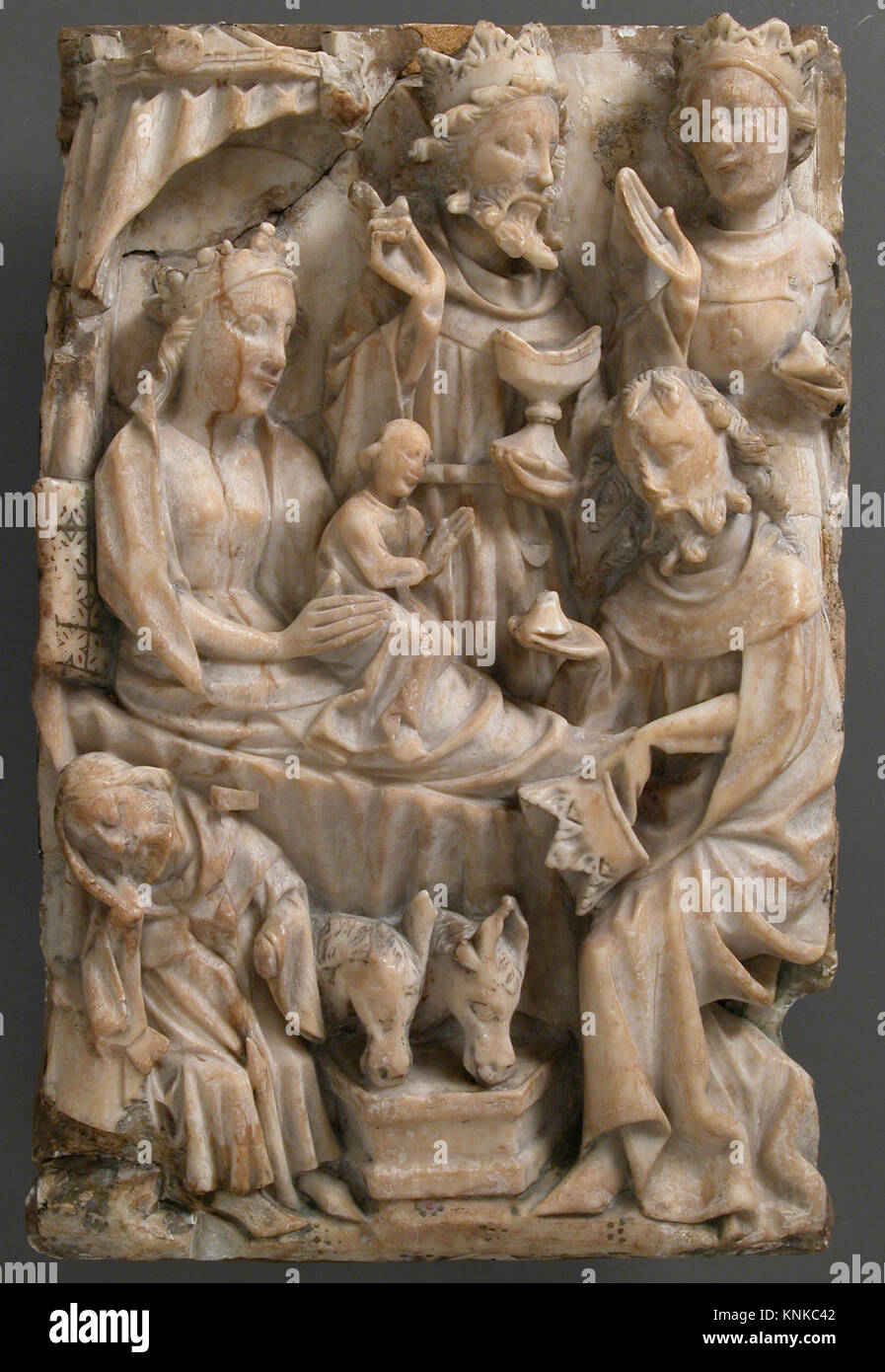 A 15th Century British Alabaster Sculpture Of The Adoration Of The Magi