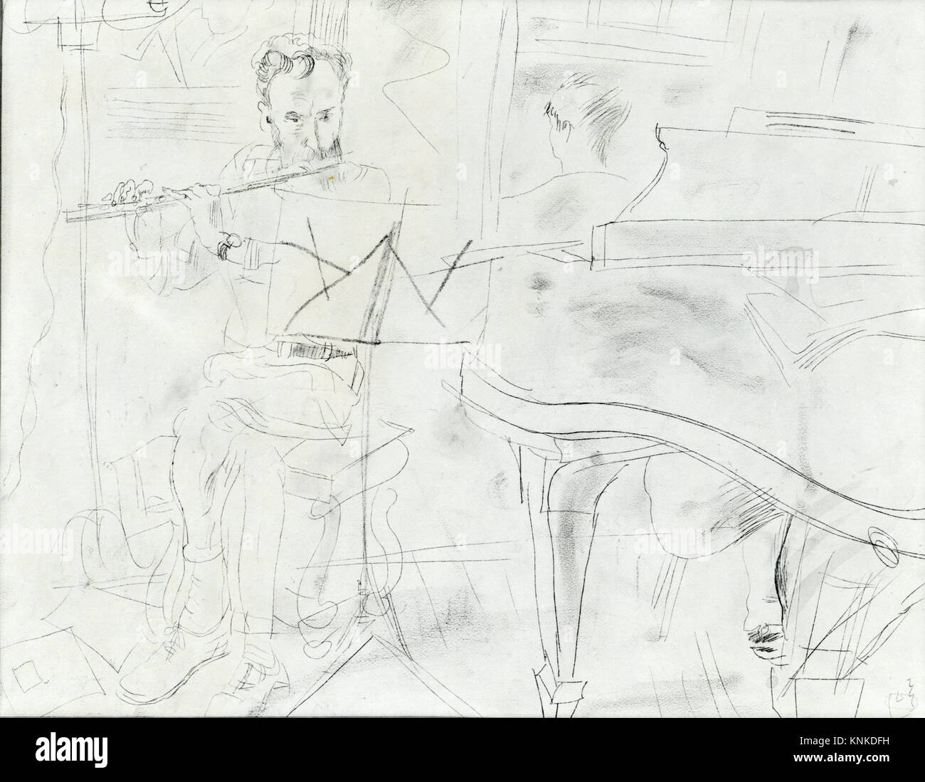 George Biddle Playing the Flute, Artist: Jules Pascin (American (born ...