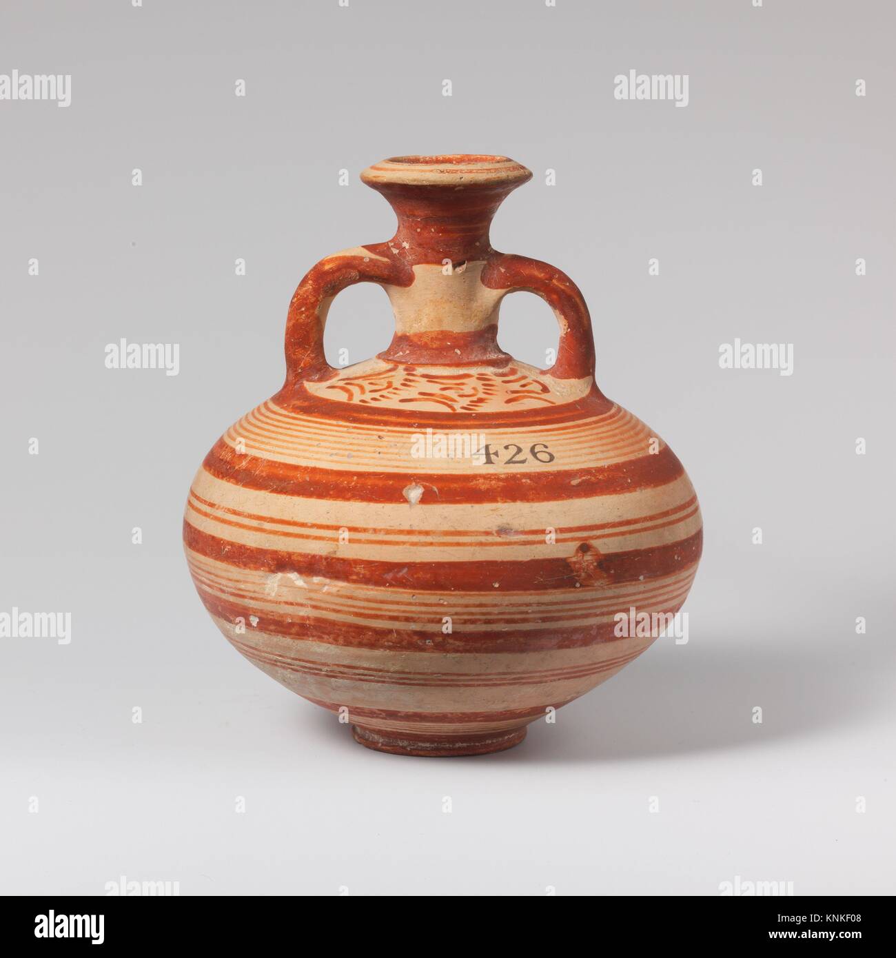 Terracotta globular flask. Period: Late Helladic IIIA; Date: ca. 1400 ...