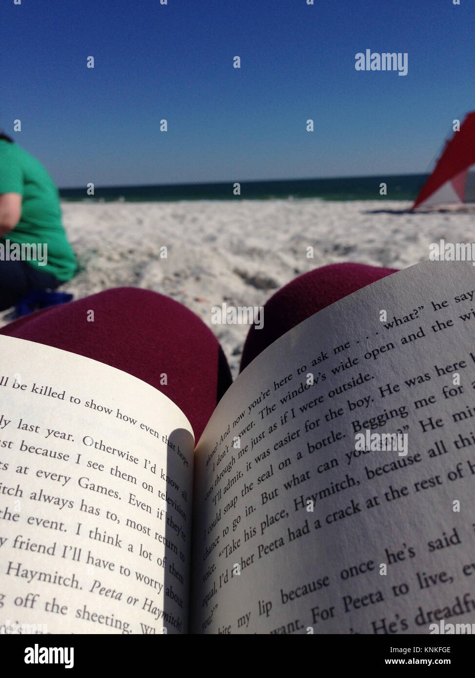 Reading a book on the sunny beach Stock Photo - Alamy