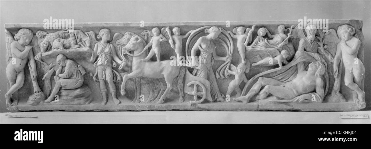 Marble Sarcophagus With The Myth Of Selene And Endymion Stock Photos ...