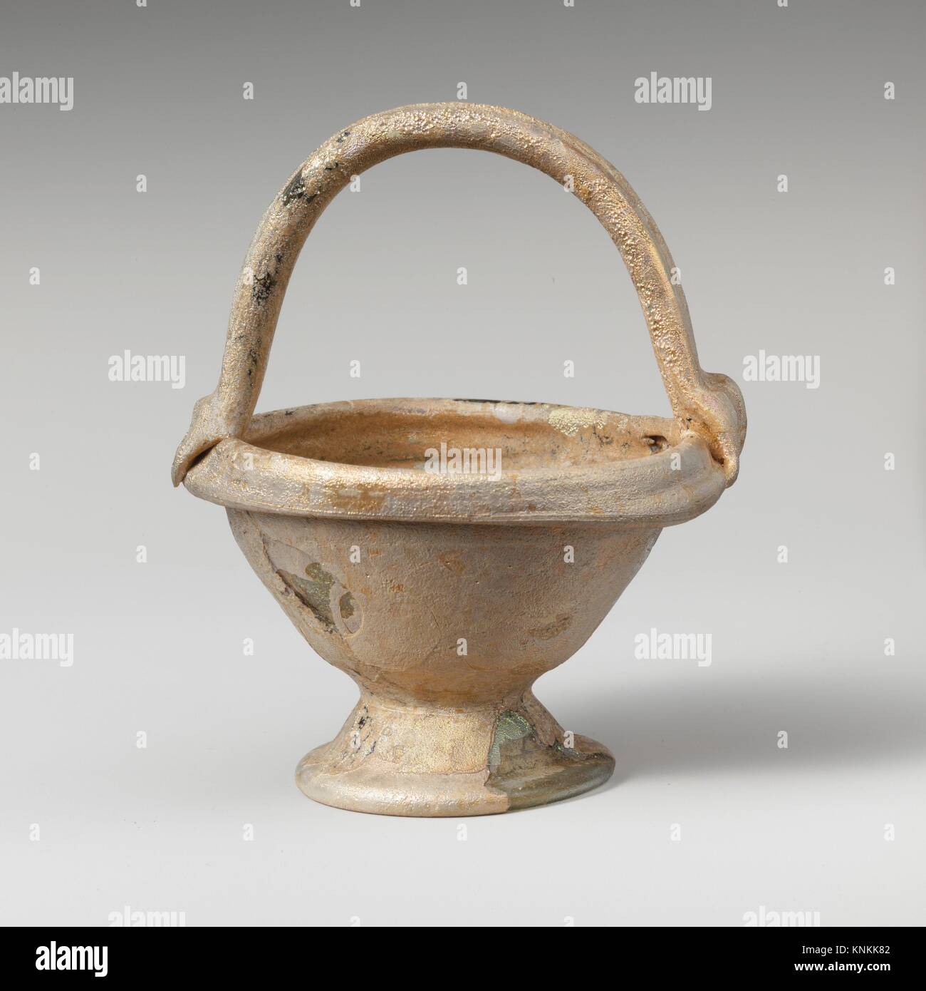 Glass bowl with basket handle. Period: Late Imperial; Date: 4th century ...