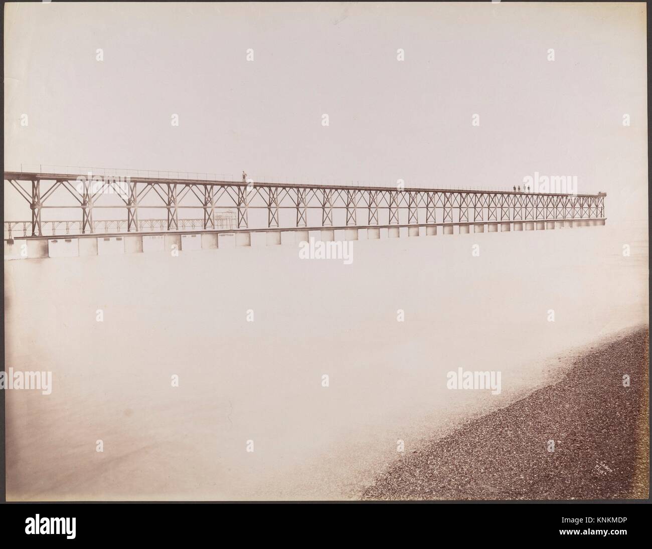 Tubular Jetty, Mouth of the Adour, Port of Bayonne. Artist: Louis Lafon ...