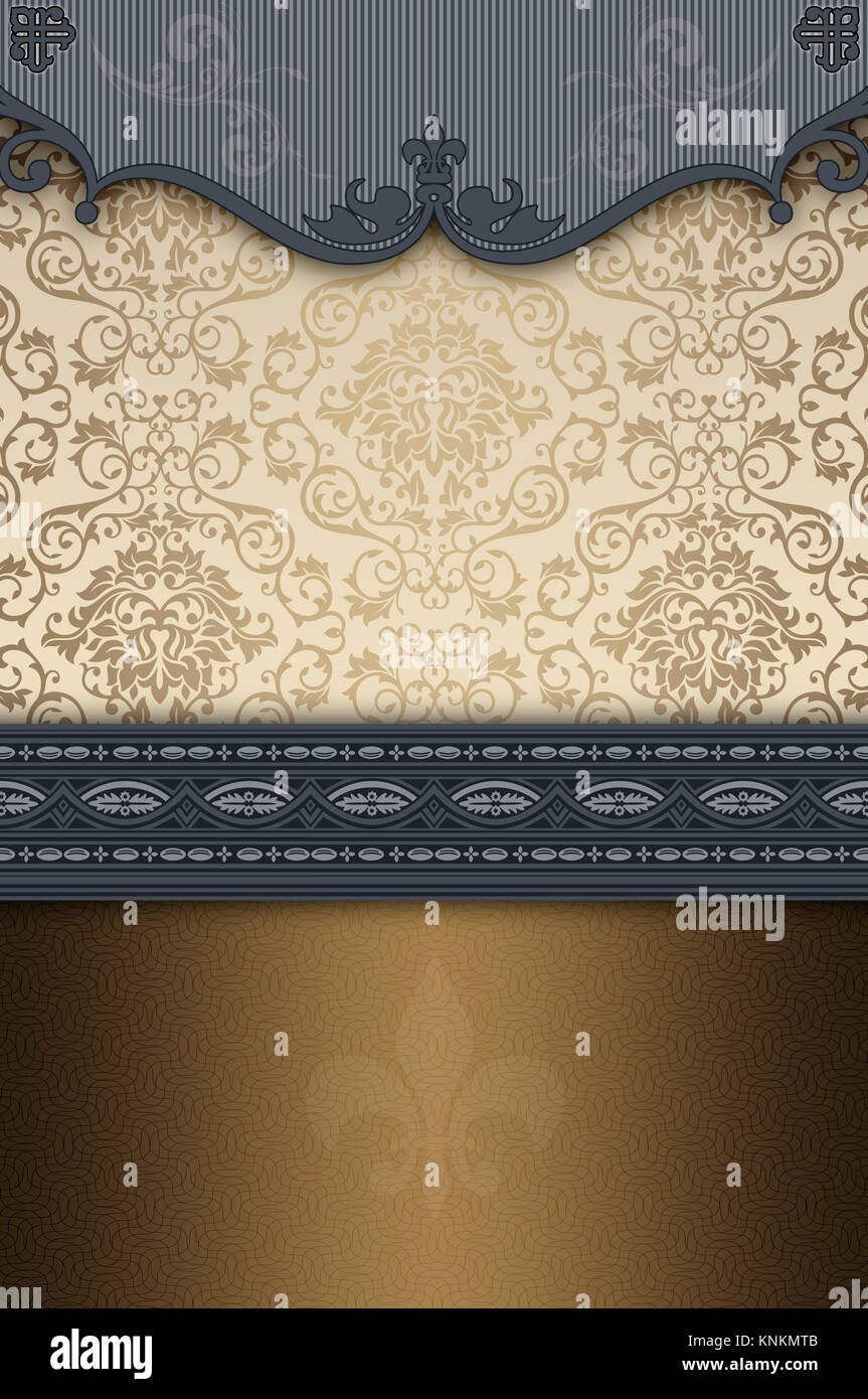 Vintage background with decorative border and old-fashioned patterns ...