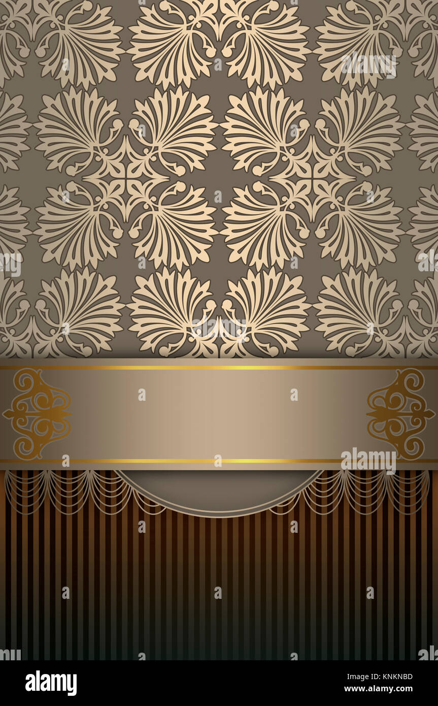 Vintage ornate background with decorative border and old-fashioned ...